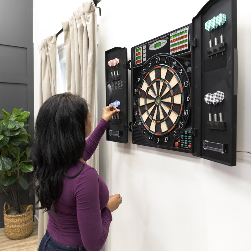 Arachnid Titanium 5400 Electronic Dartboard And Cabinet | Wayfair Arachnid Titanium 5400 Electronic Dartboard And Cabinet | Wayfair